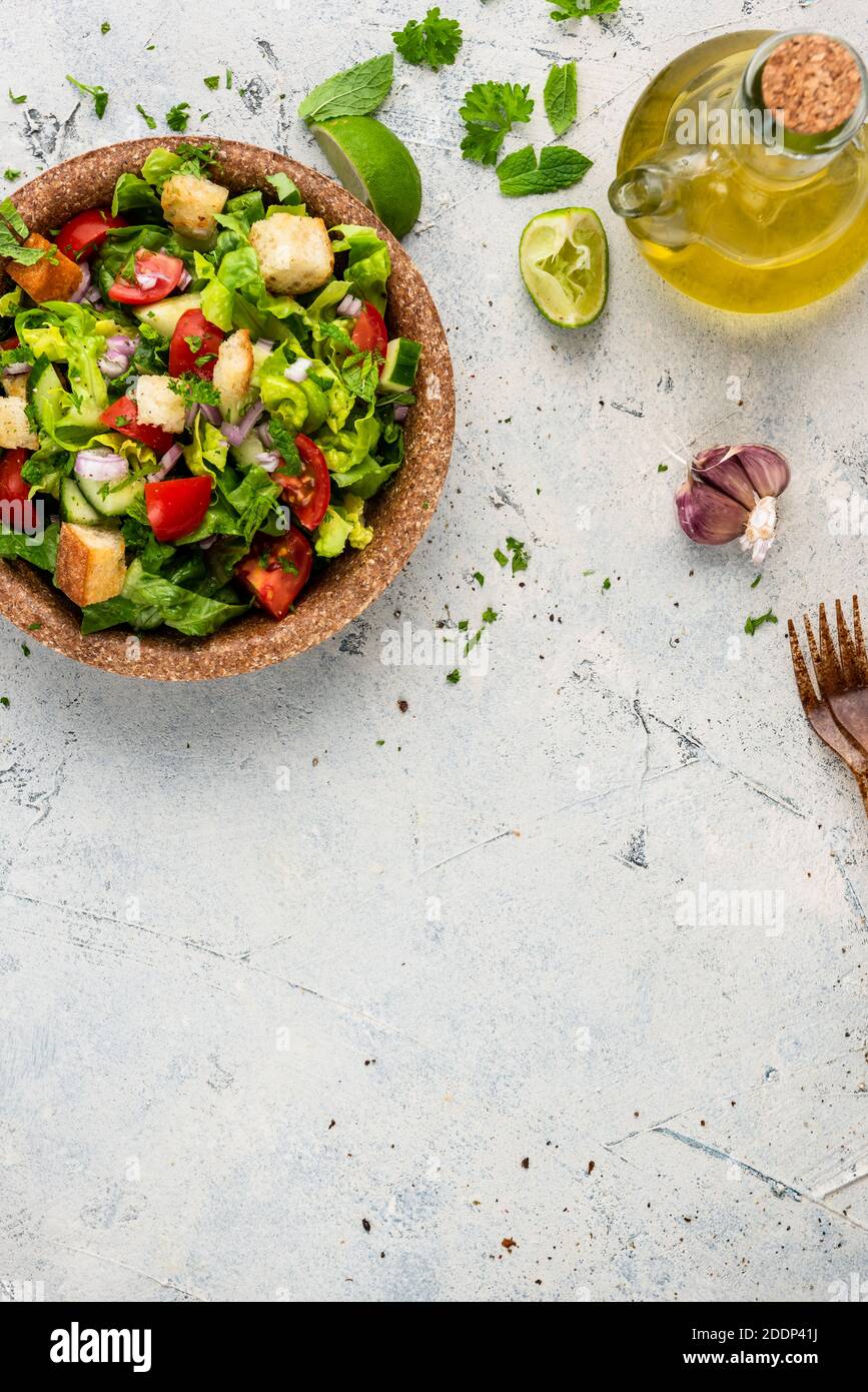 Healthy Fresh Colorful Salad in Edible Plate. Border Background. Eco ...