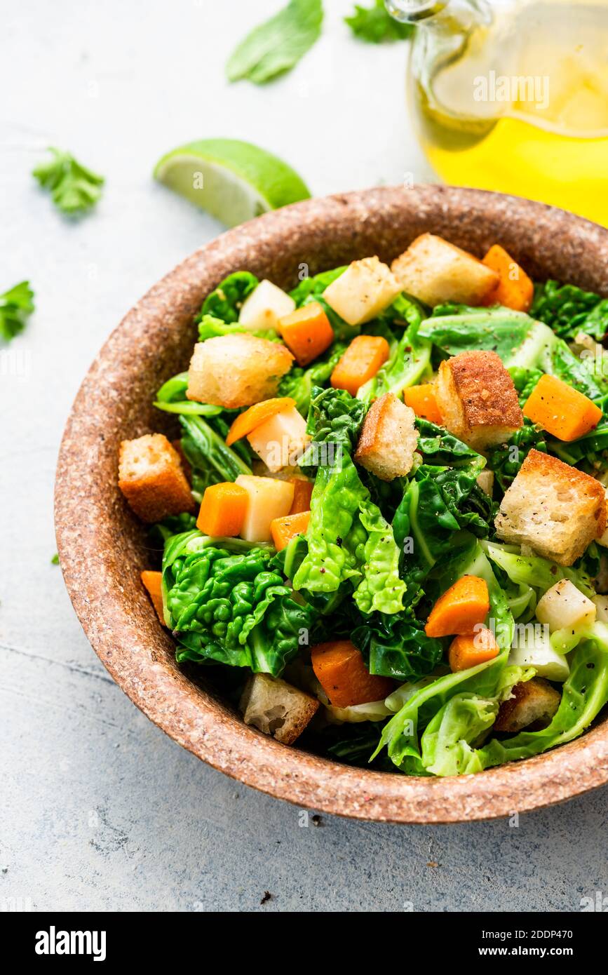 Homemade Salad Served in Edible Plant Based Plate or Bowl. Eco Cooking ...