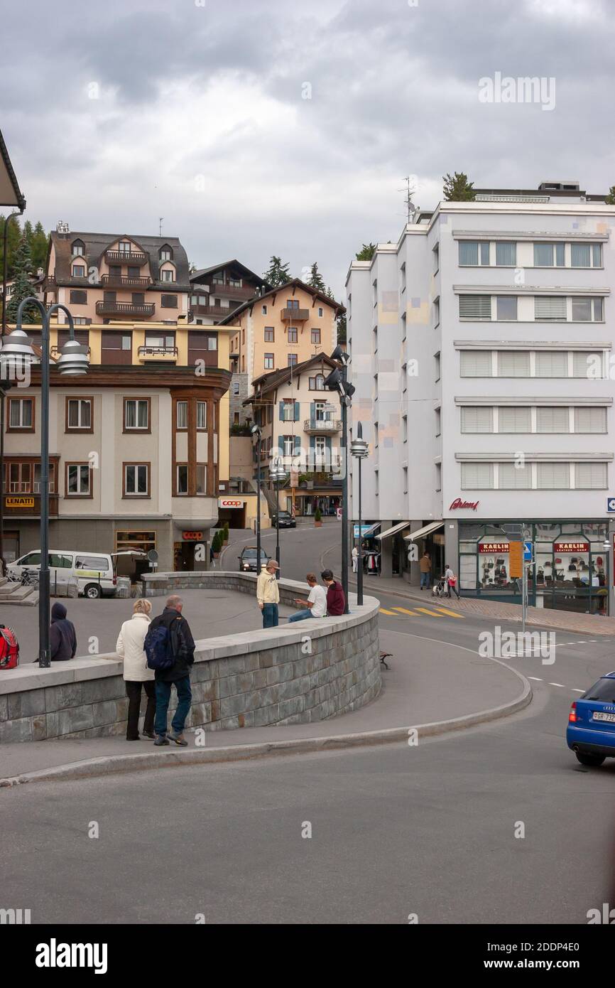 St. Moritz, Switzerland- September, 2007: Beautiful city of St.Moritz ...