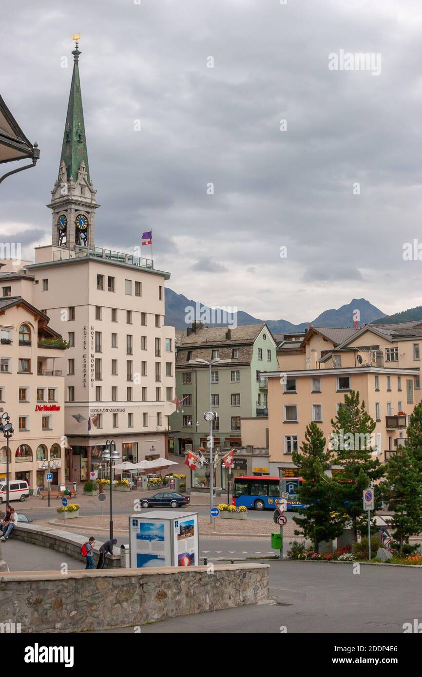 St. Moritz, Switzerland- September, 2007: Beautiful city of St.Moritz ...