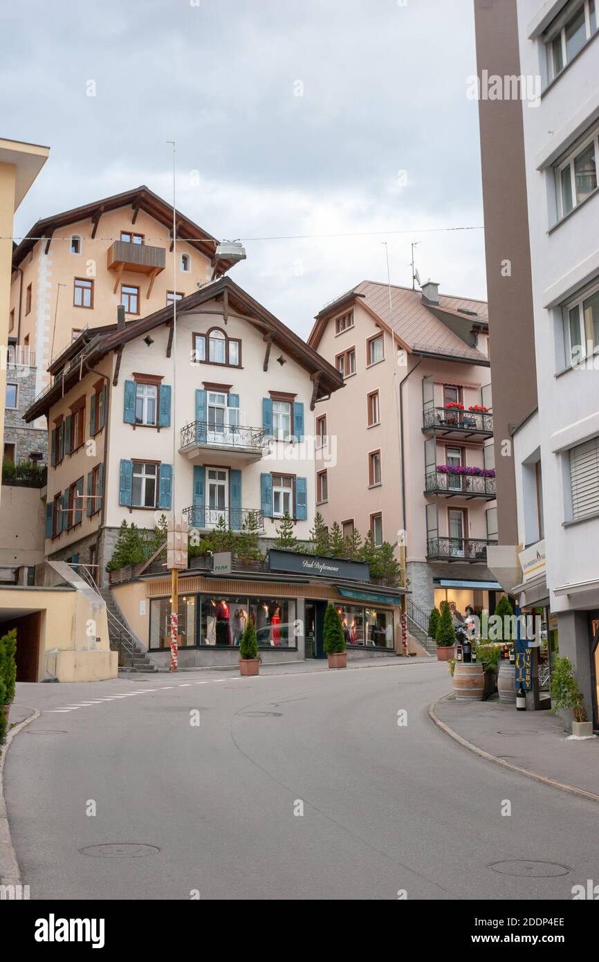 St. Moritz, Switzerland- September, 2007: Beautiful city of St.Moritz ...
