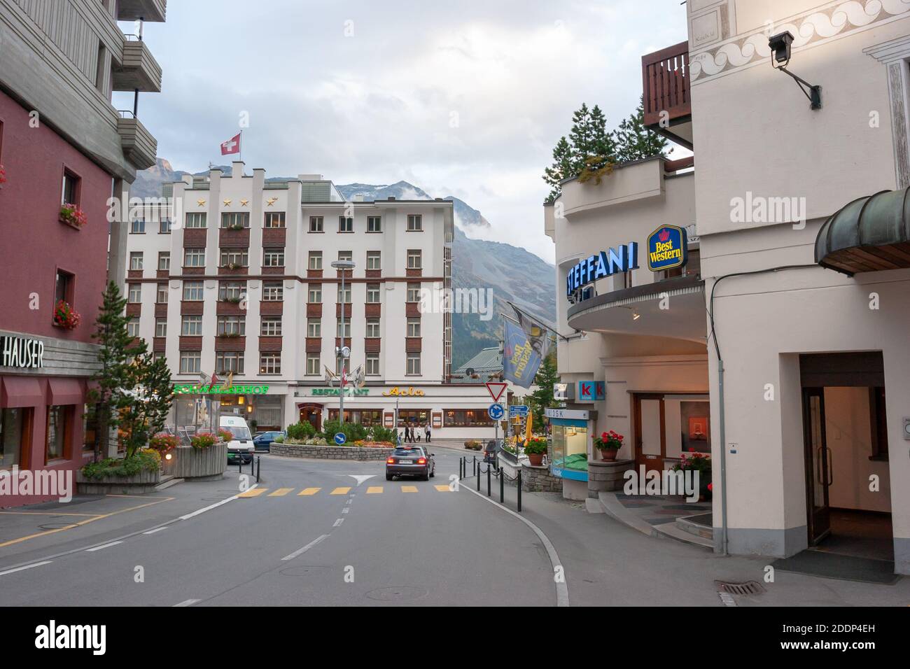 St. Moritz, Switzerland- September, 2007: Beautiful city of St.Moritz ...