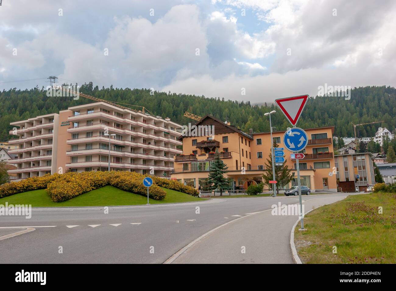 St. Moritz, Switzerland- September, 2007: Beautiful city of St.Moritz ...