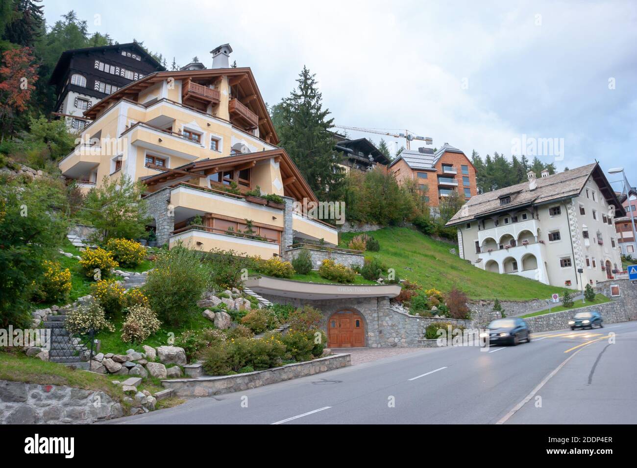 St. Moritz, Switzerland- September, 2007: Beautiful city of St.Moritz ...