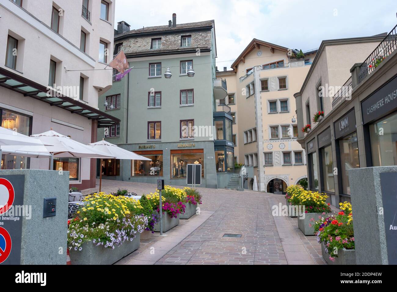 St. Moritz, Switzerland- September, 2007: Beautiful city of St.Moritz ...