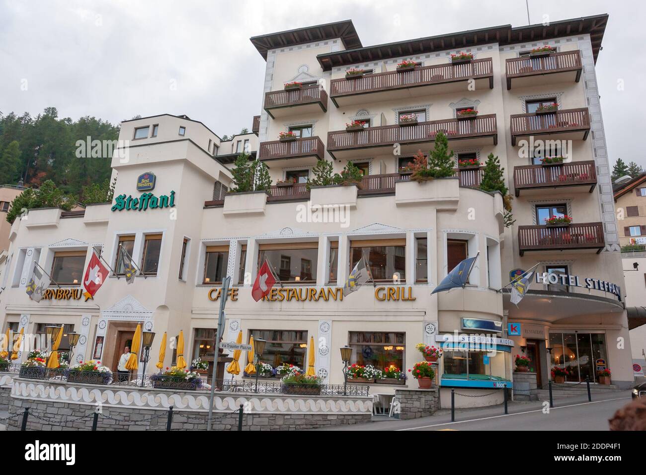 St. Moritz, Switzerland- September, 2007: Beautiful city of St.Moritz ...