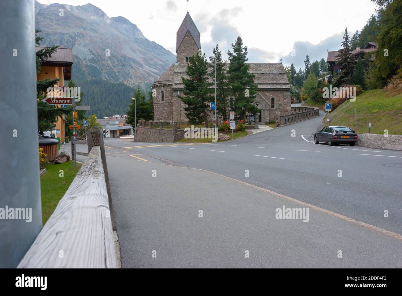 St. Moritz, Switzerland- September, 2007: Beautiful city of St.Moritz ...