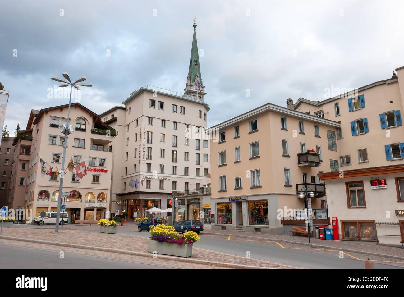 St. Moritz, Switzerland- September, 2007: Beautiful city of St.Moritz ...