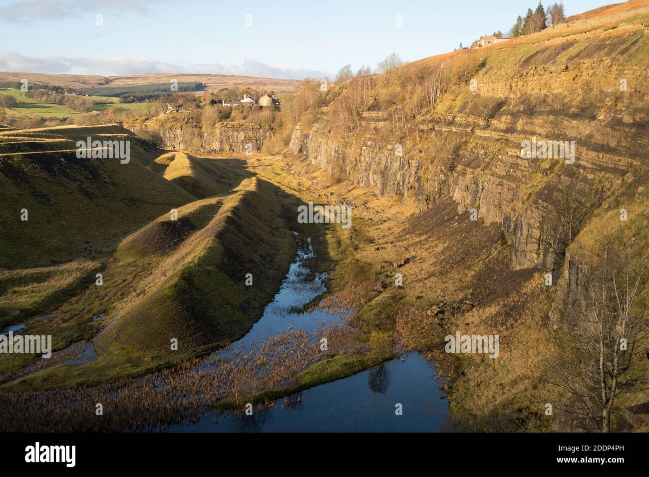 Autumn view of the disused Ashes Quarry in Stanhope, County Durham ...