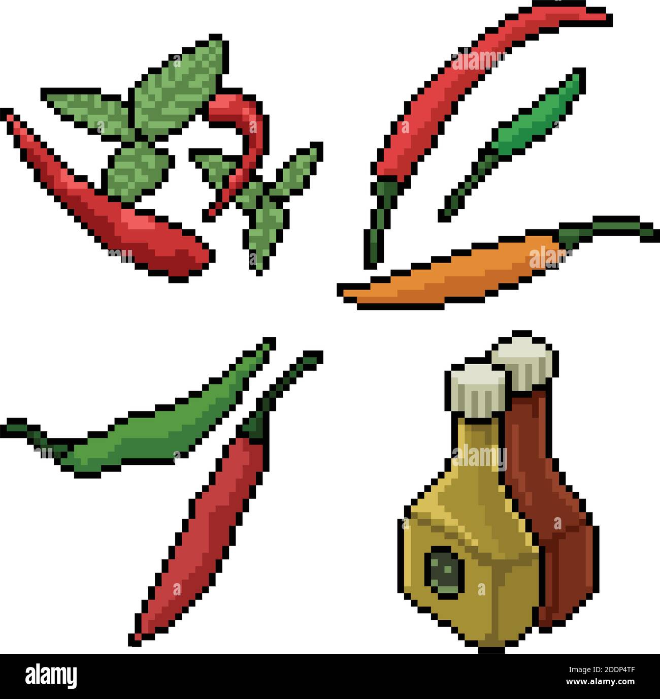 pixel art set isolated chili spices Stock Vector Image & Art - Alamy