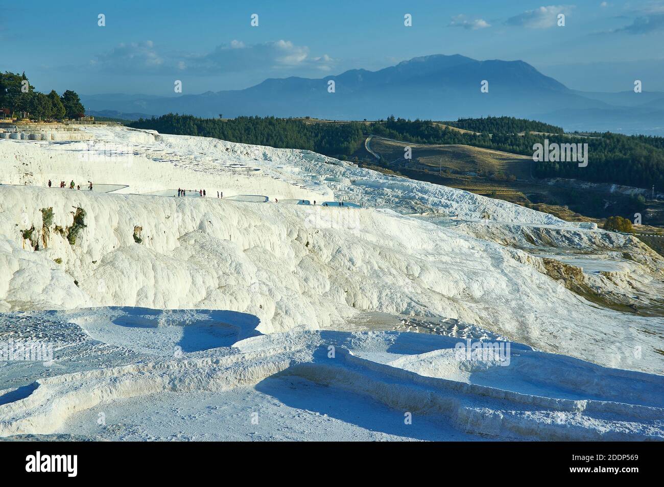 Natural travertine pools nd terraces in Pamukkale. Pamukkale, Turkey ...