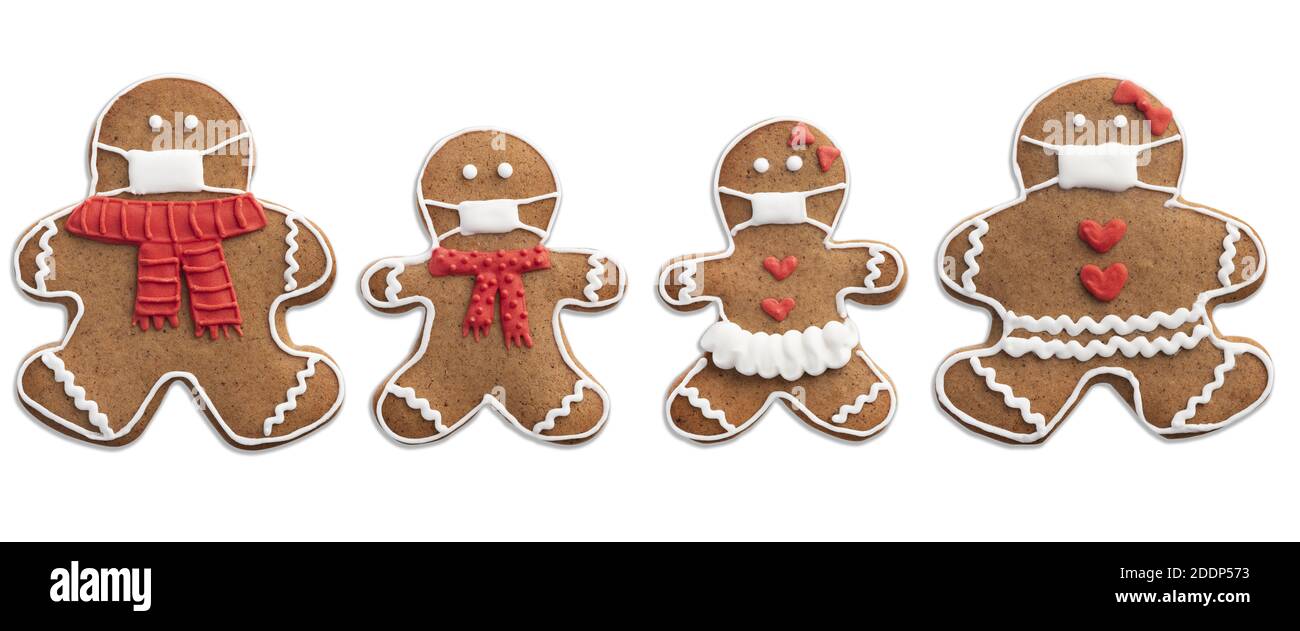 Gingerbread Man Family Wearing Face Mask. Coronavirus Protection ...