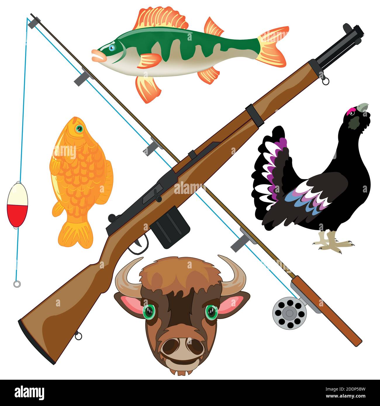 Symbol of the hunt and fishings on white background is insulated Stock ...