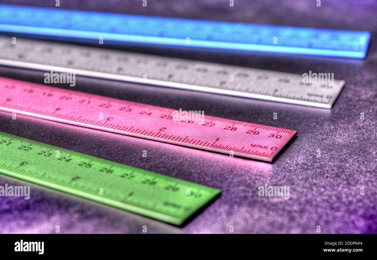 Colorful Metal Rulers in grunge effect Stock Photo - Alamy