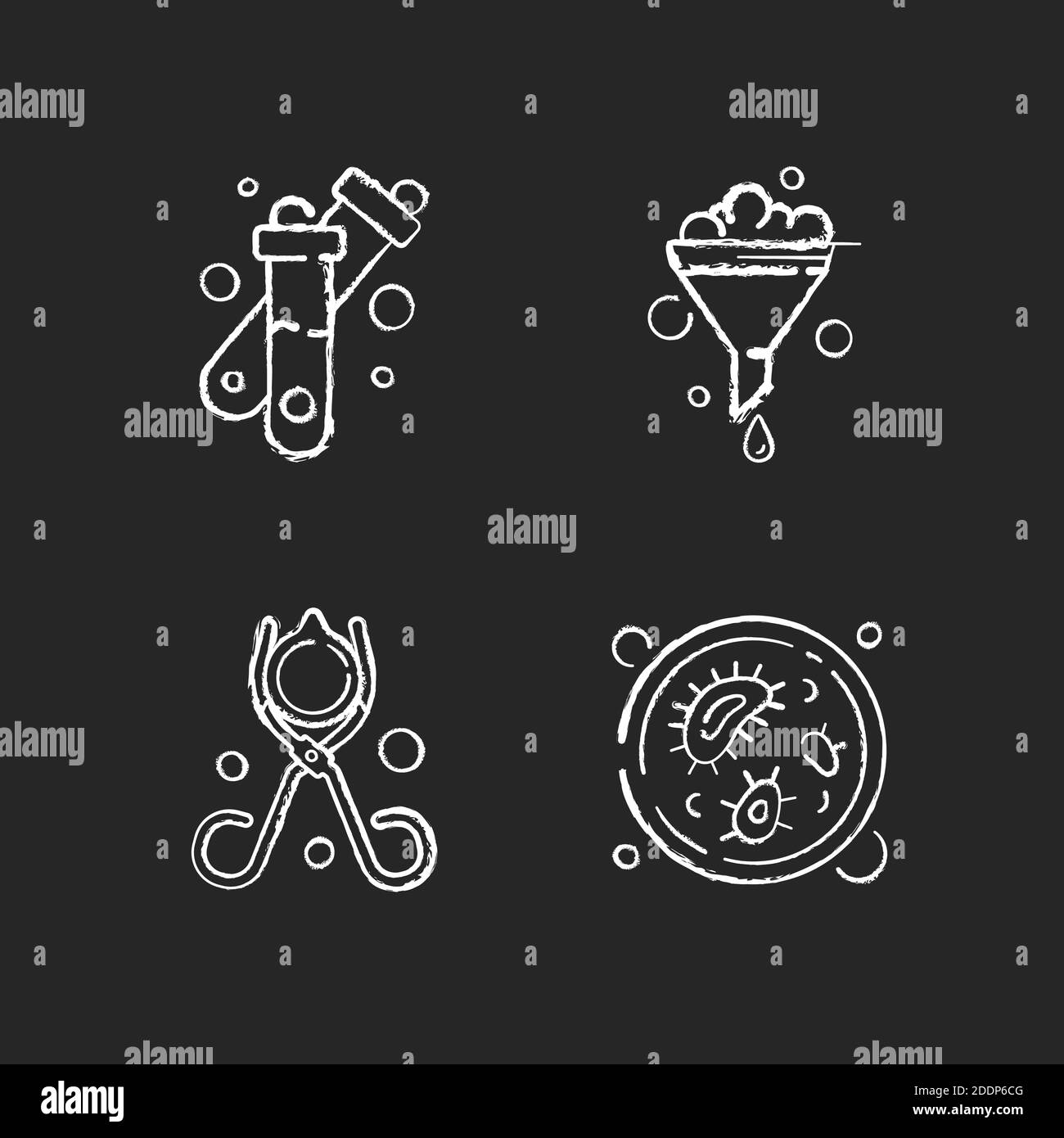 Laboratory tools chalk white icons set on black background Stock Vector ...