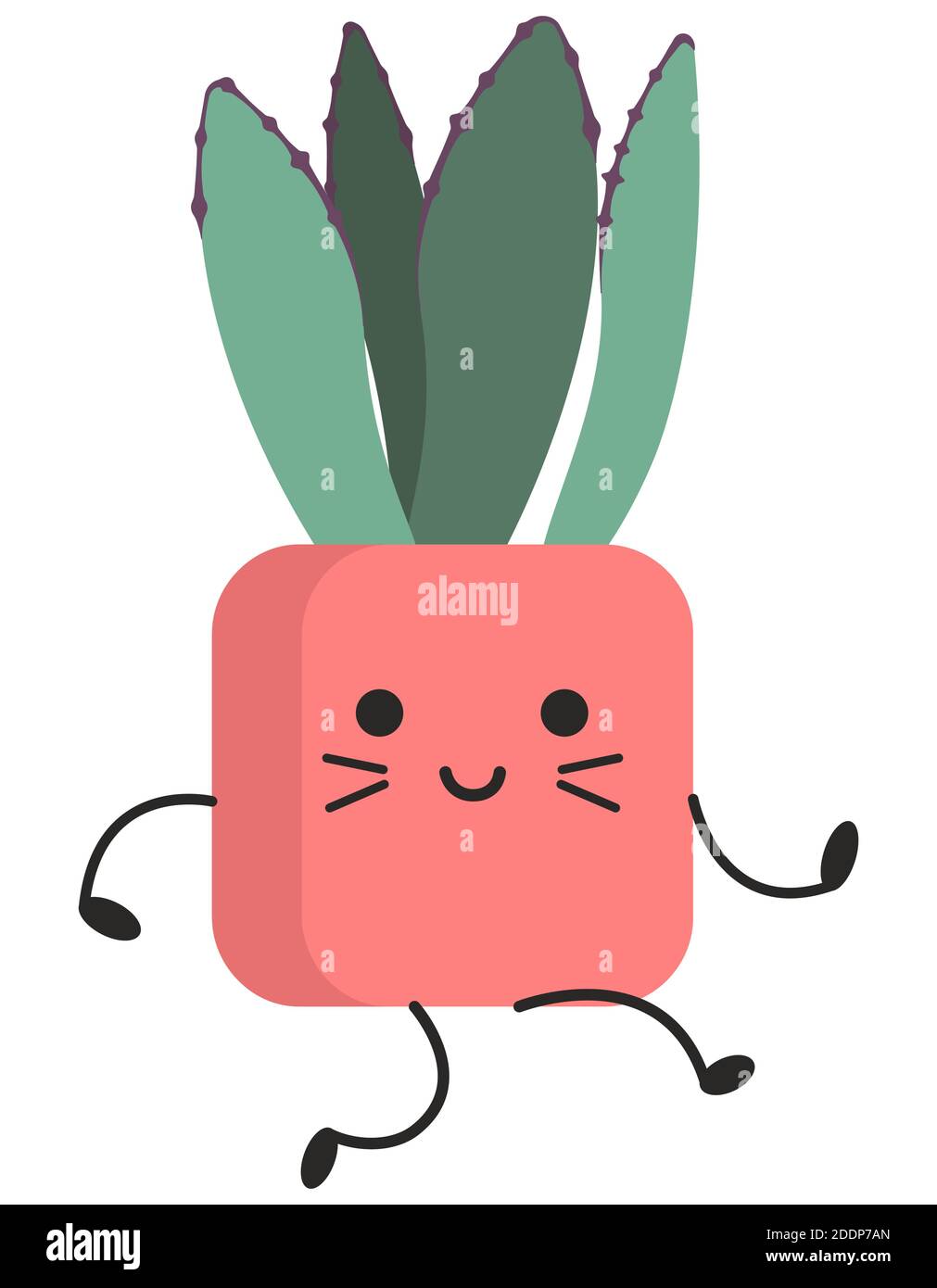 Running anthropomorphic succulent. Fictional character in cartoon style ...