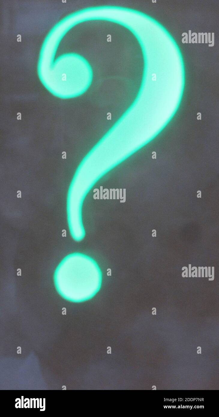 green question mark sign, symbol for questioning and seeking an answer ...
