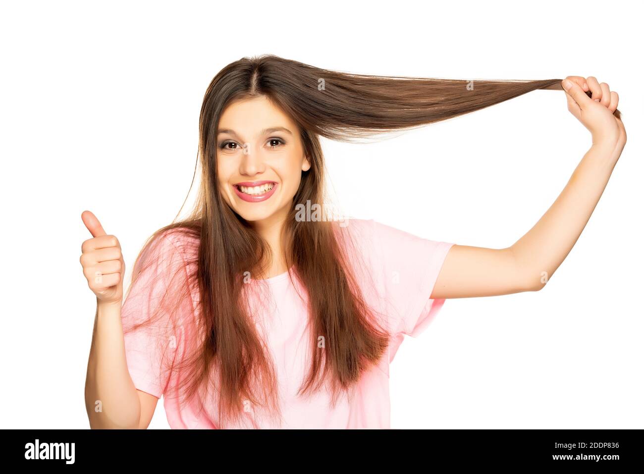 Happy long hair hi-res stock photography and images - Alamy
