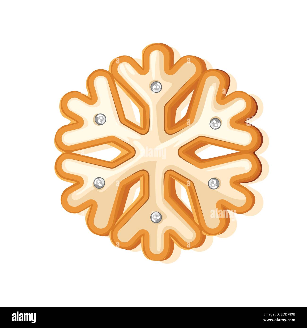 cute gingerbread snowflake for christmas. Isolated over white ...