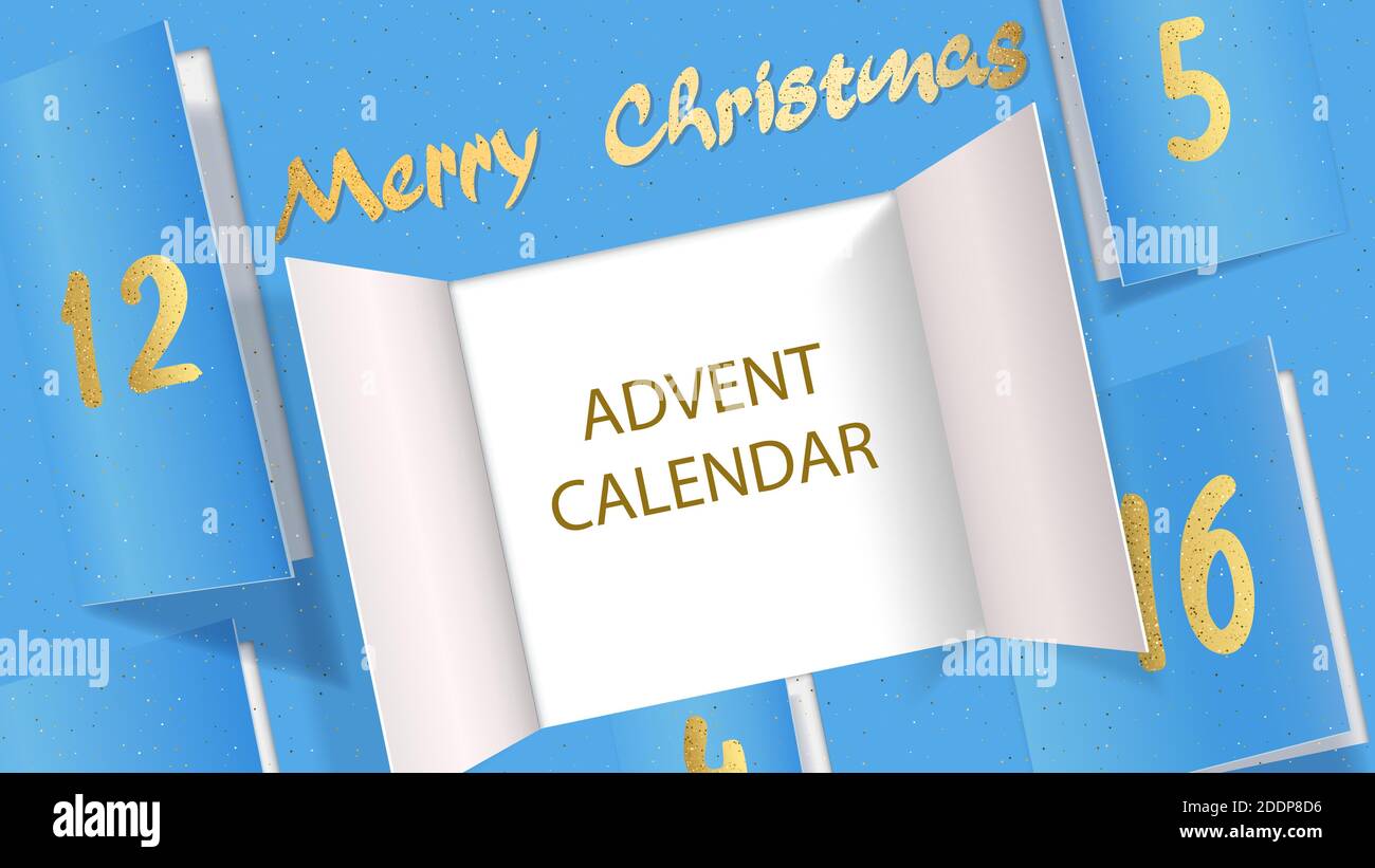 Christmas advent calendar door opening. Realistic an open wide doors on ...