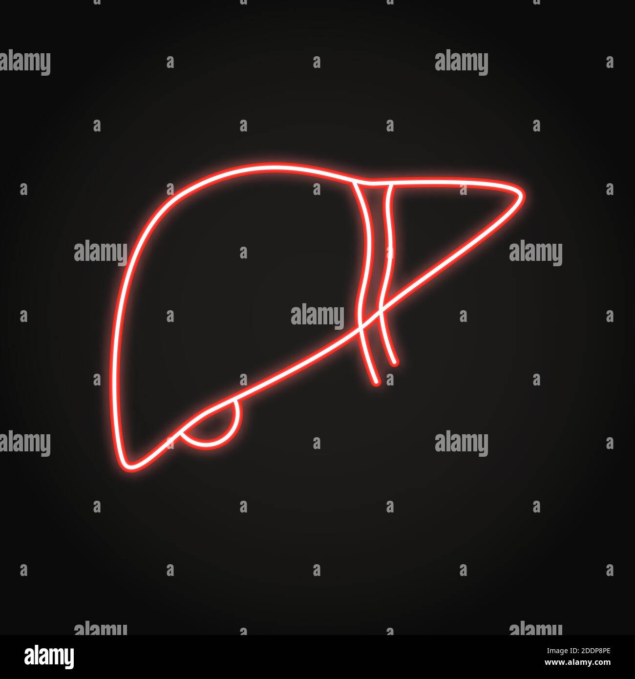 Neon human liver icon in line style. Part of digestive system, internal ...