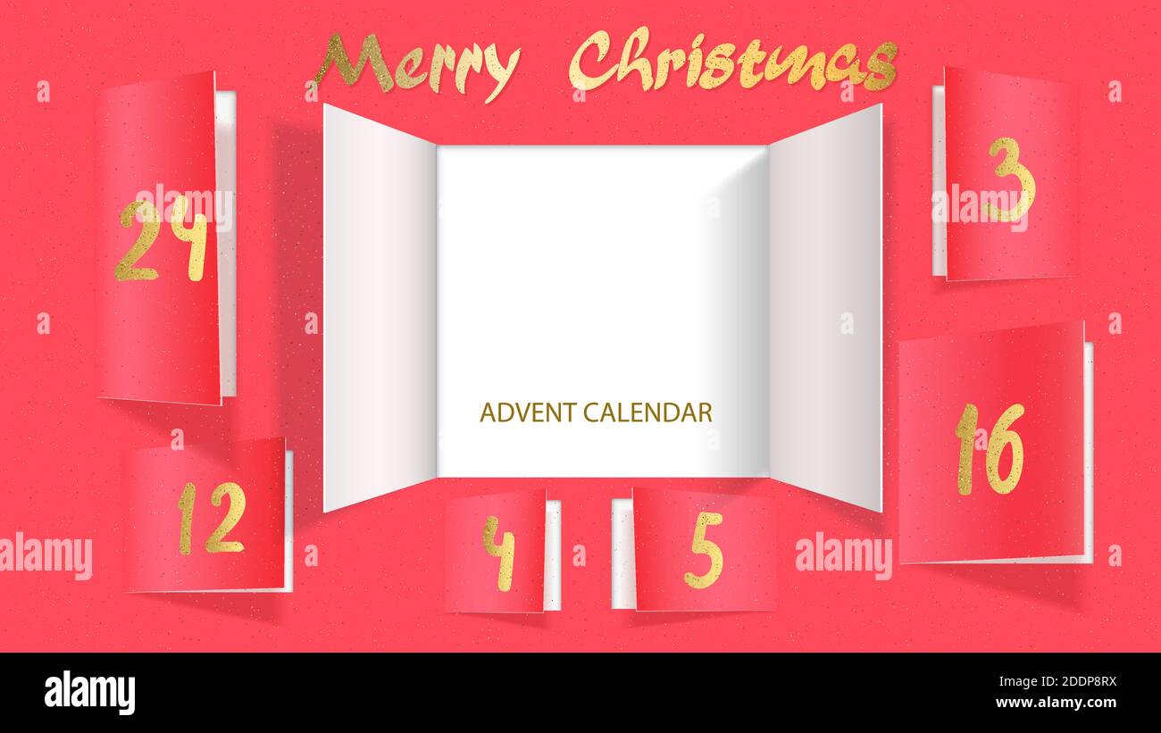 Christmas advent calendar door opening. Realistic an open wide doors on ...