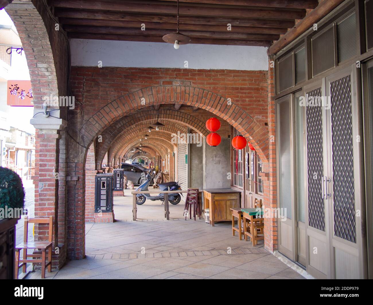 Brick buildings with front arches in a Roman Baroque style at Hukou Old ...