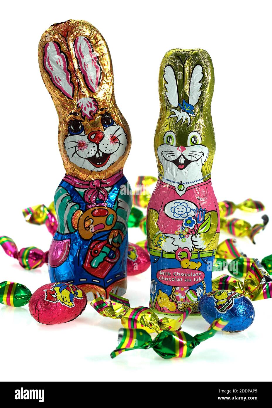 Chocolate Easter Rabbit and Eggs against White Background Stock Photo ...