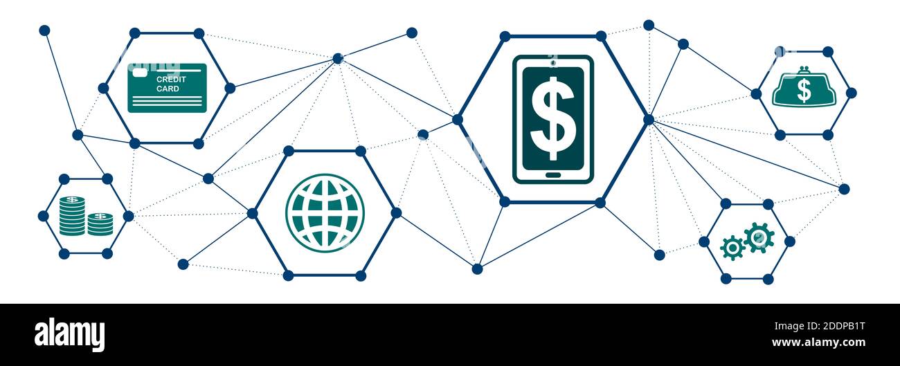 Concept of mobile banking with connected icons Stock Photo - Alamy