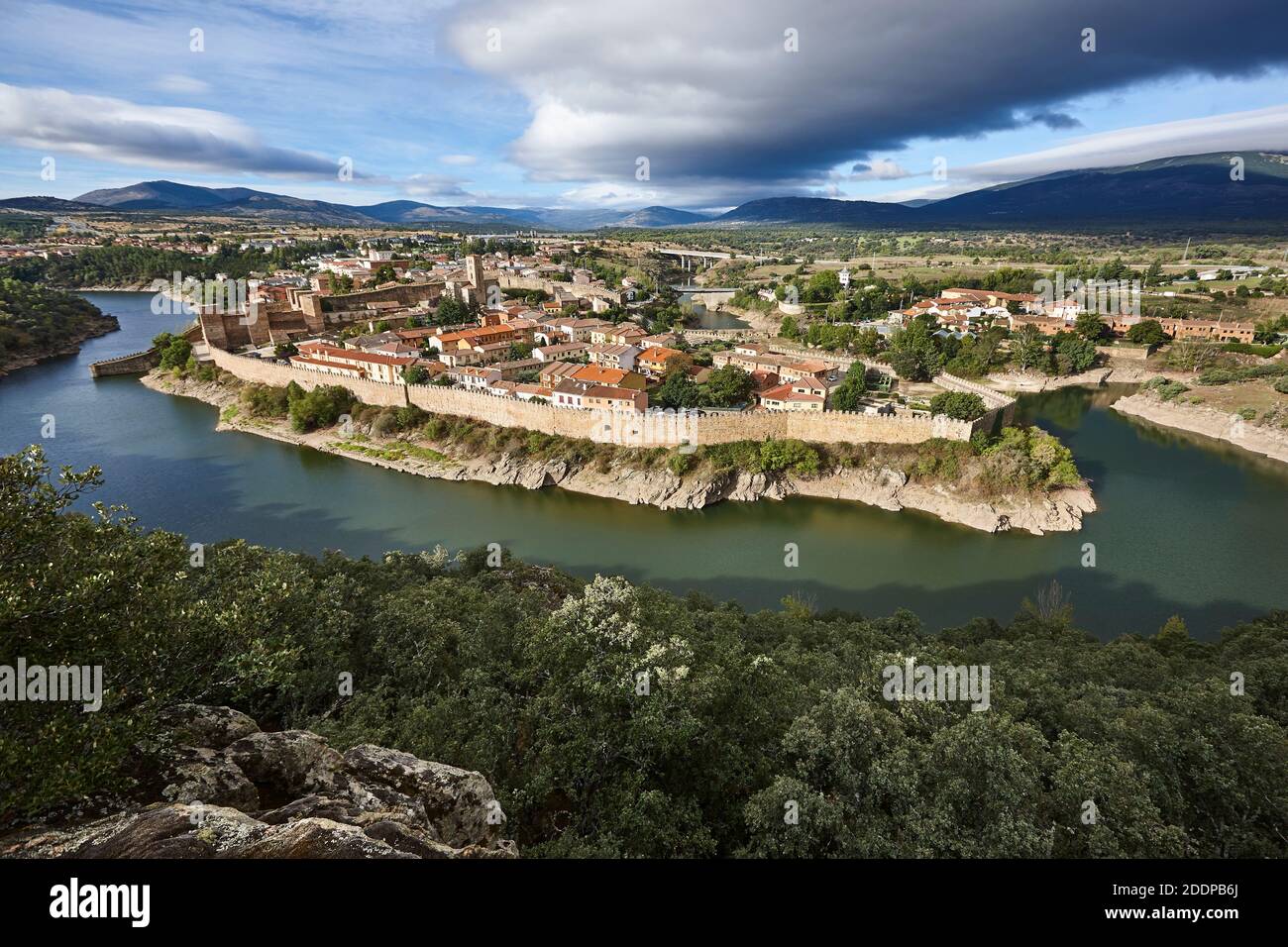 Medieval village with stone wall in Spain. Buitrago del Lozoya Stock ...