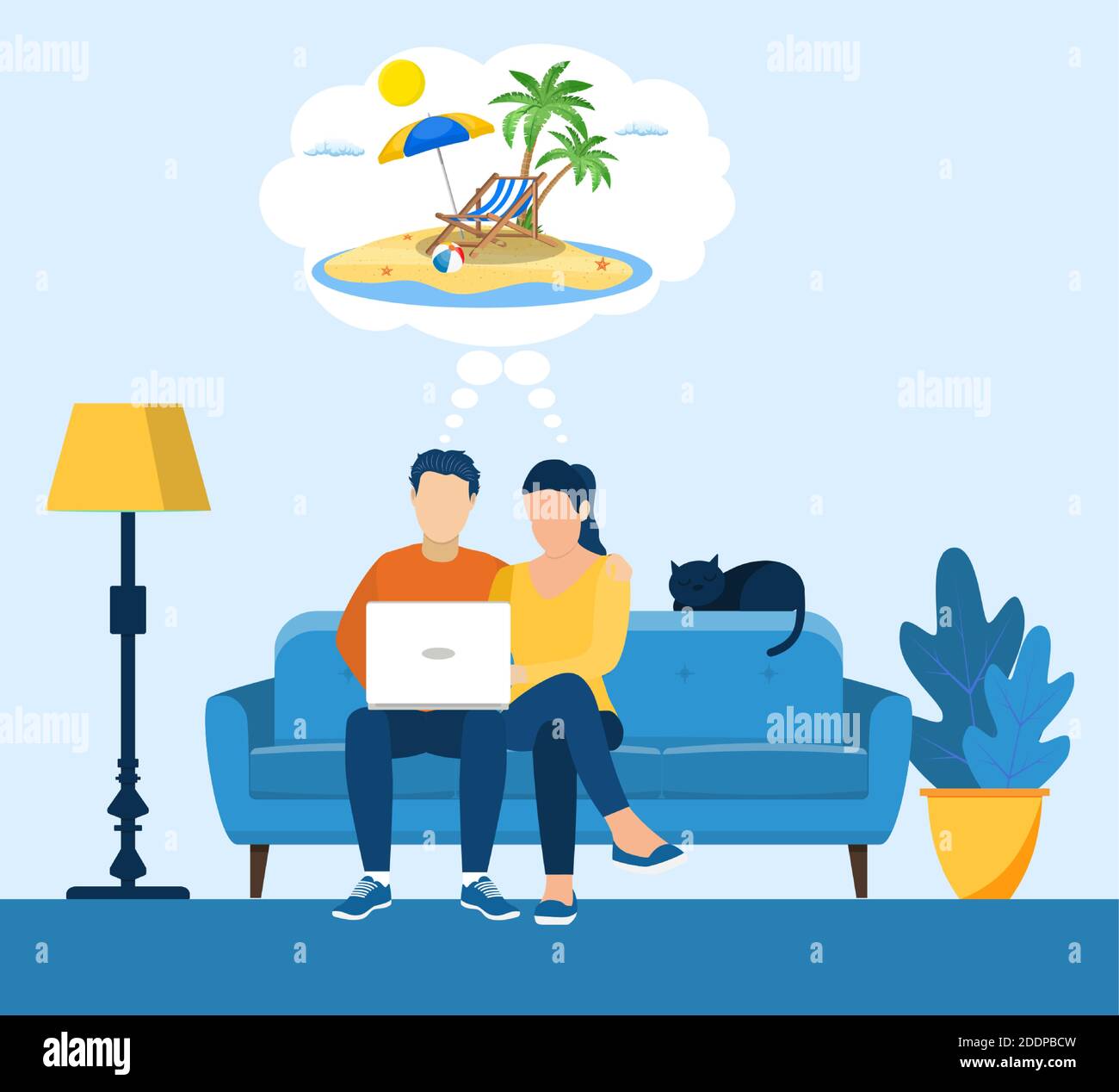 Cartoon beach couple hi-res stock photography and images - Alamy