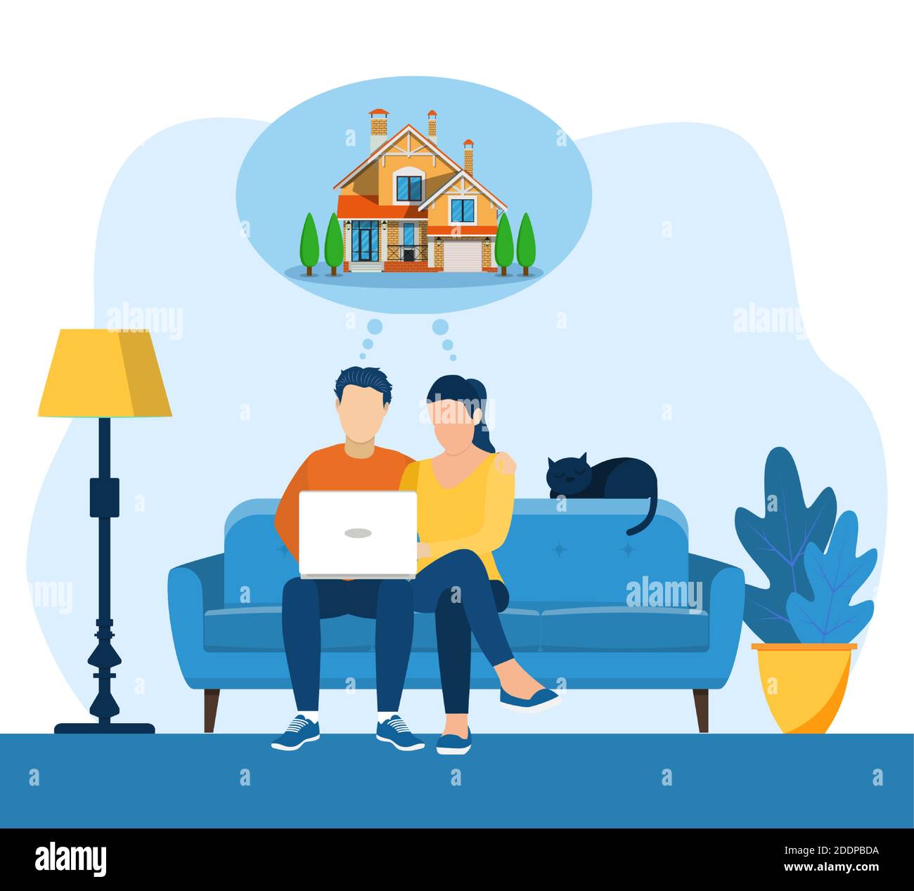 cartoon couple dreaming of home Stock Vector Image & Art - Alamy