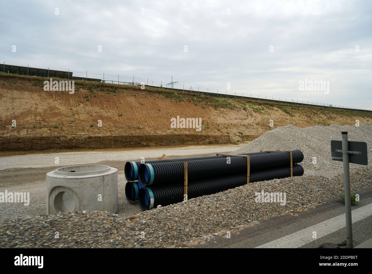 A construction site on the motorway and for motorway construction Stock ...