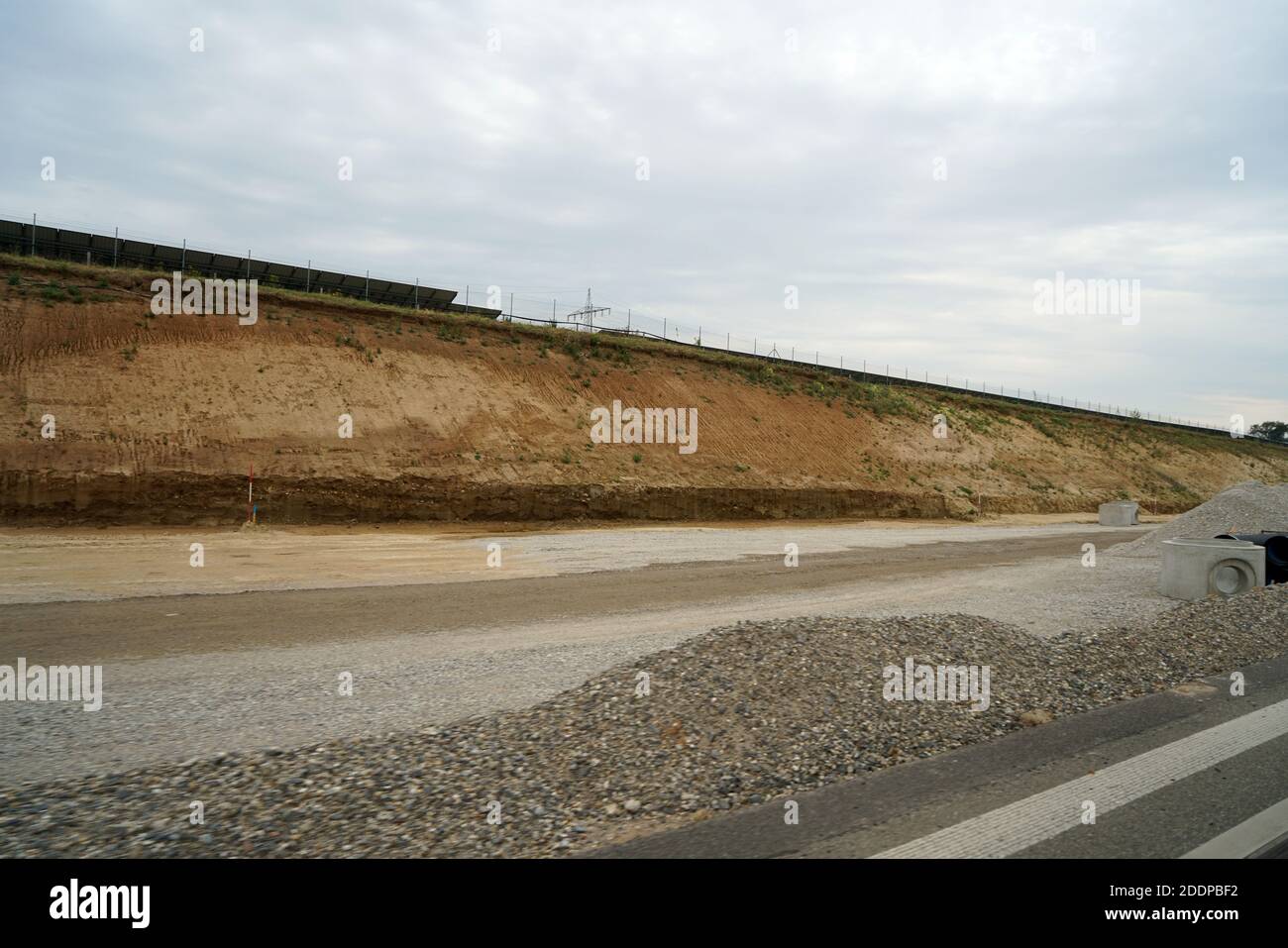 A construction site on the motorway and for motorway construction Stock ...
