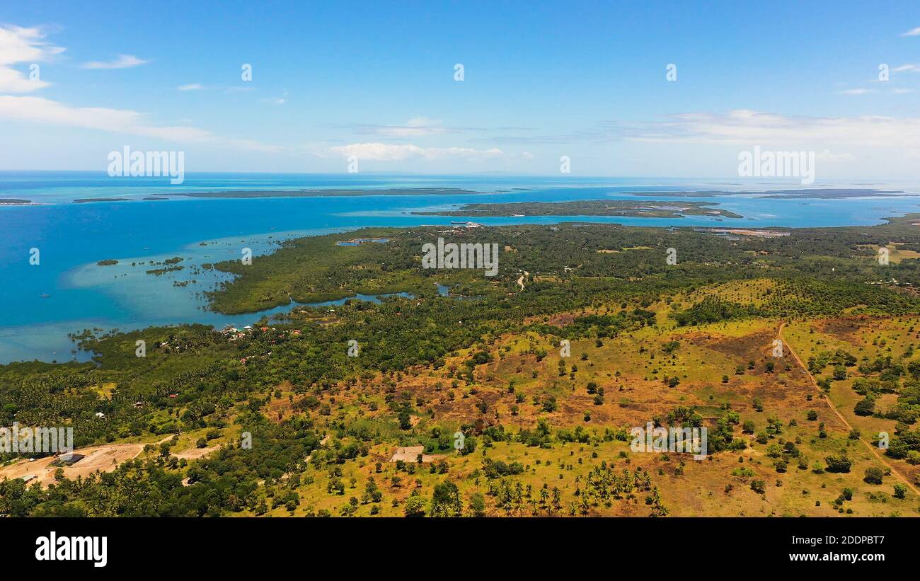 Aerial view of tropical Islands in the Cebu Strait. Seascape: Islands ...