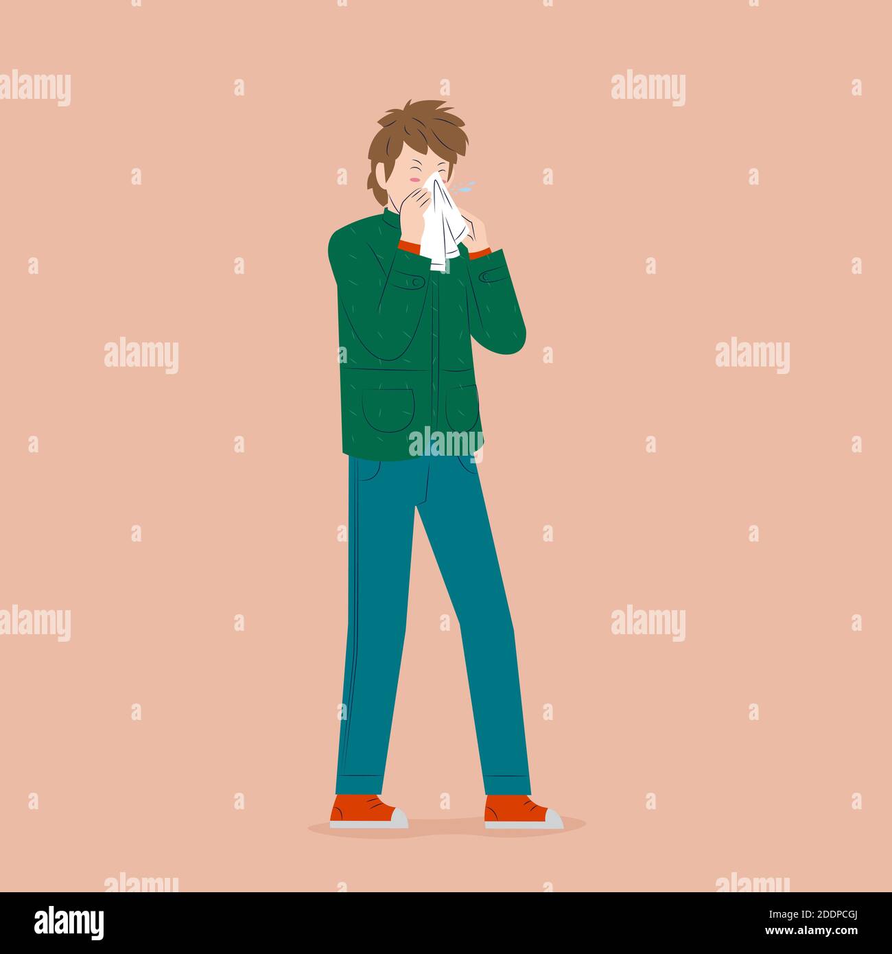Young man with a cold Vector illustration Stock Vector Image & Art - Alamy