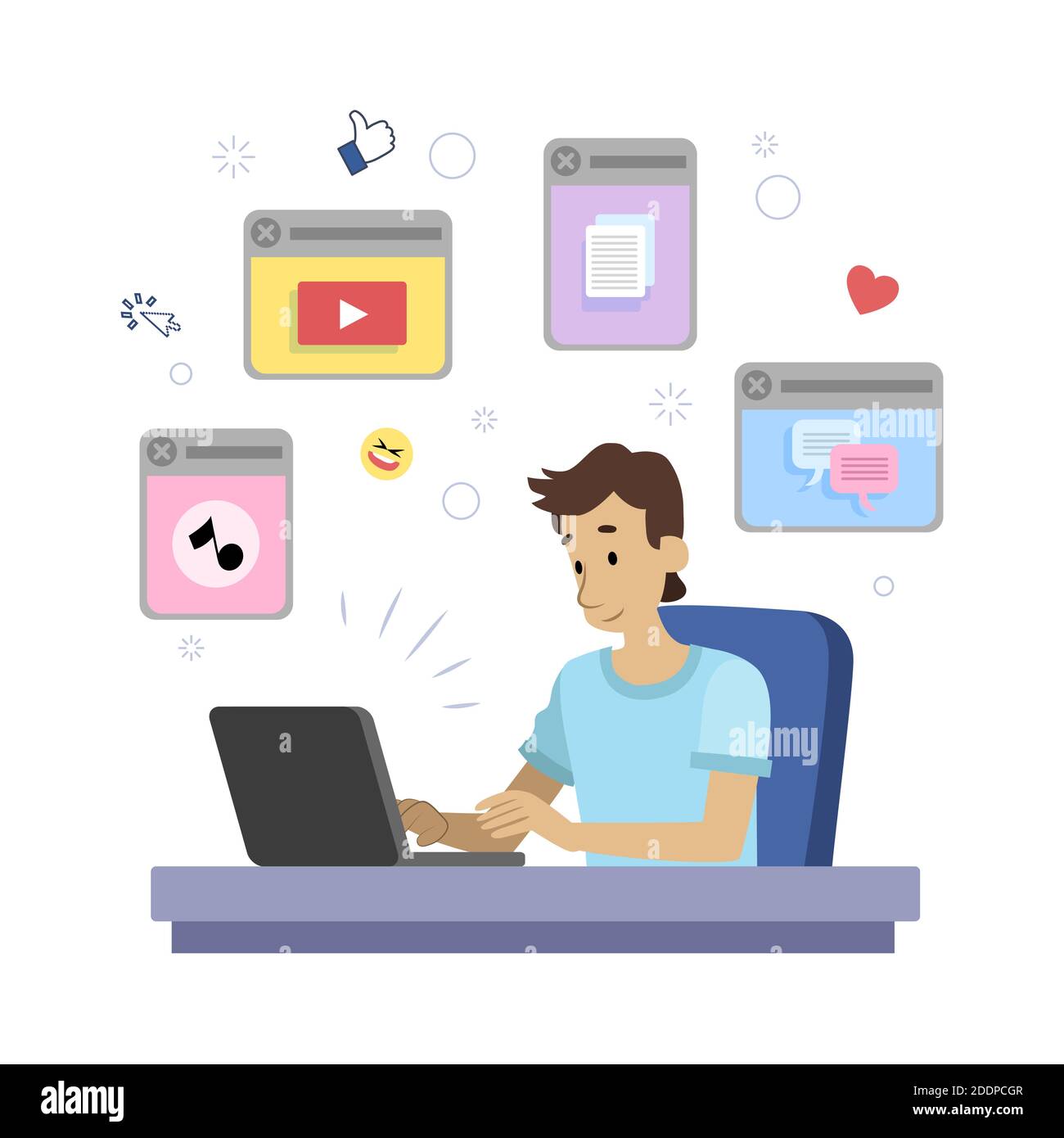 Illustration of a multitasking person Vector illustration Stock Vector ...