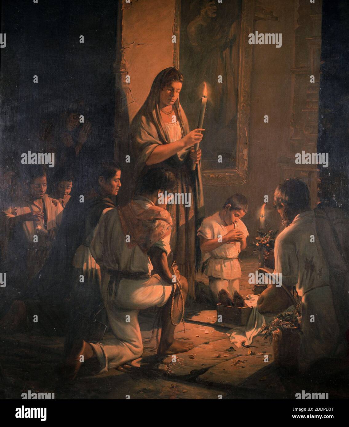 JOSE MARIA JARA. PINTOR MEXICO 1866-1939. " EL VELORIO " OLEO 1889 ...