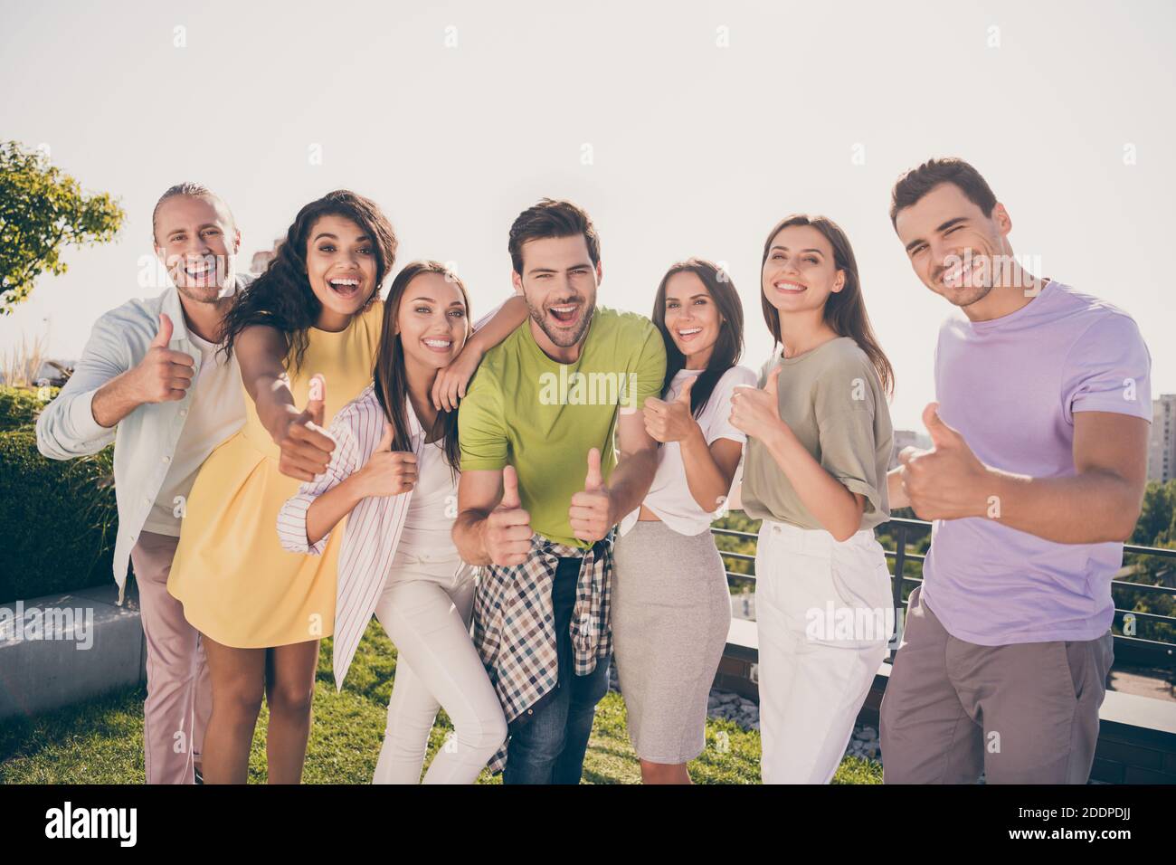 Photo of young beautiful smiling cheerful good mood positive group of ...