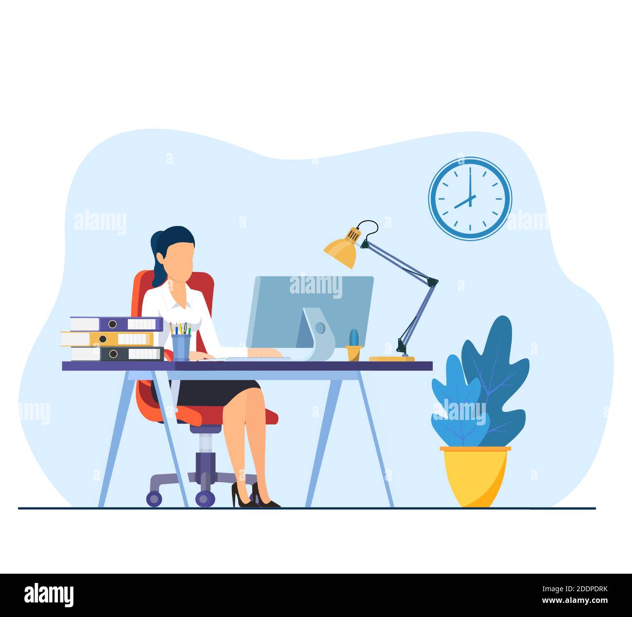 Paperwork young female working on Cut Out Stock Images & Pictures - Alamy