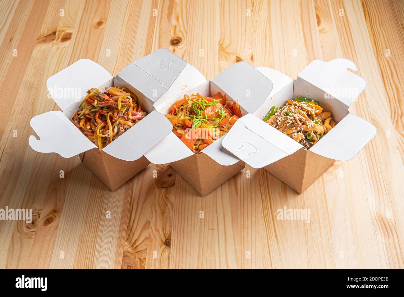 Variety of noodle in take away cardboard box Stock Photo - Alamy