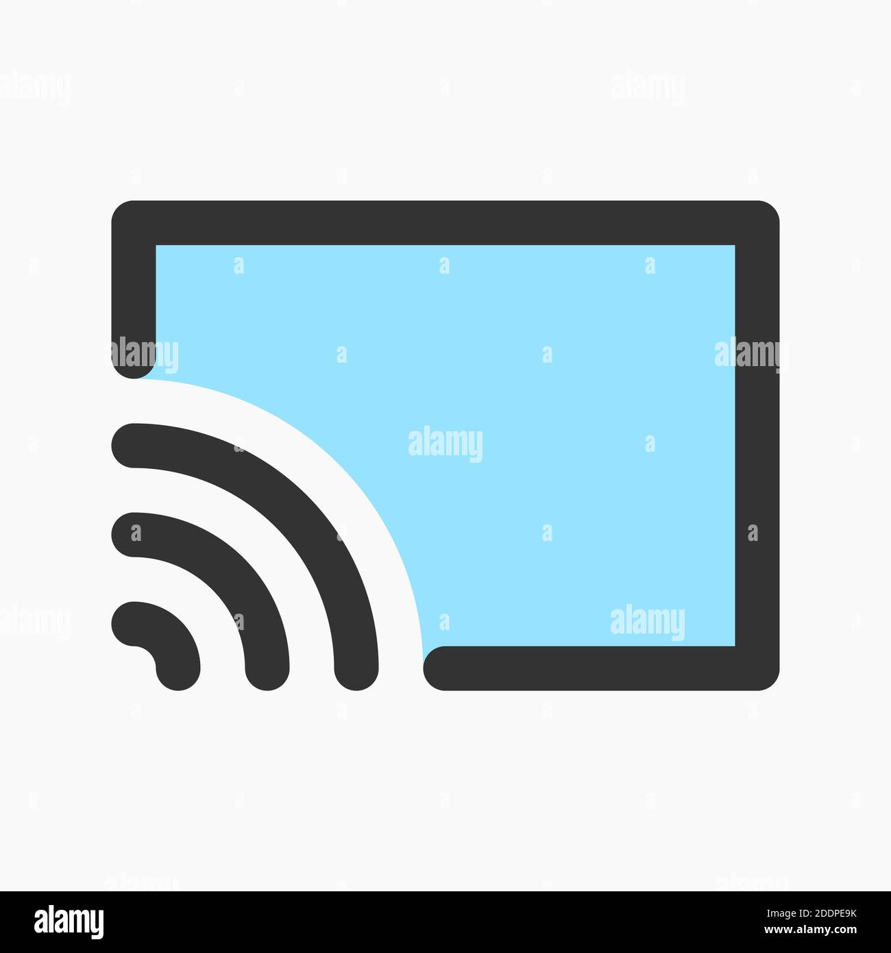 rectangle with wireless signal for wireless screen icon isolated on ...