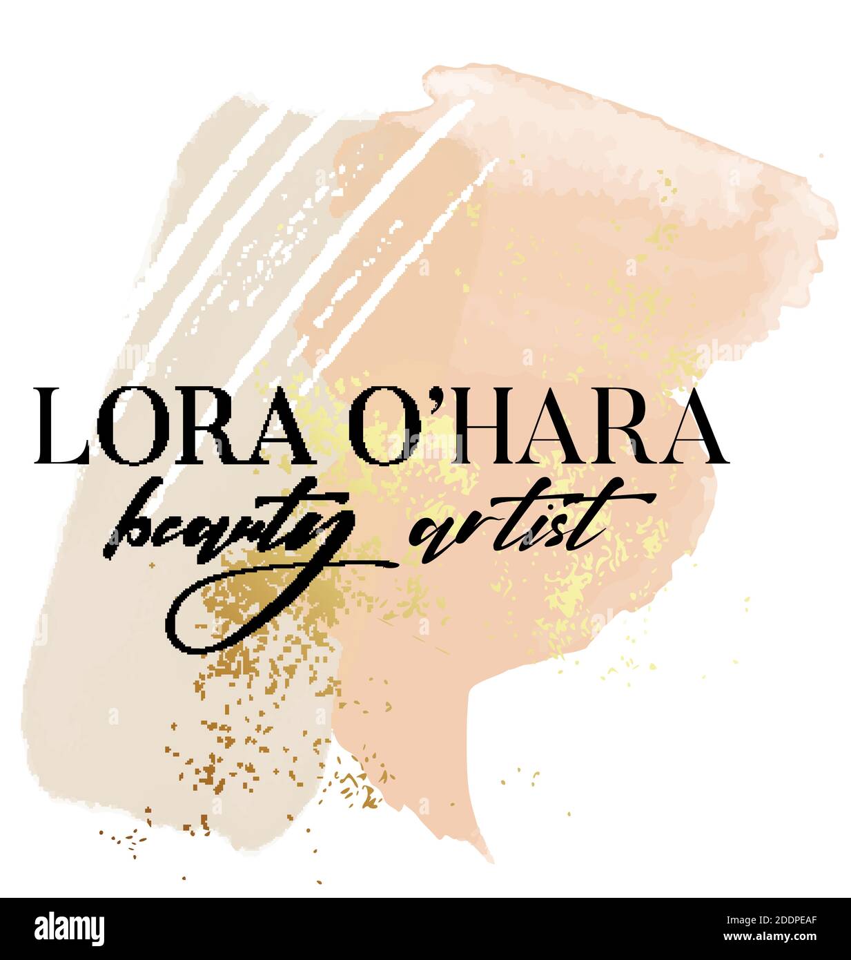 Watercolor premade logo design. Beige peach abstract shapes with gold ...