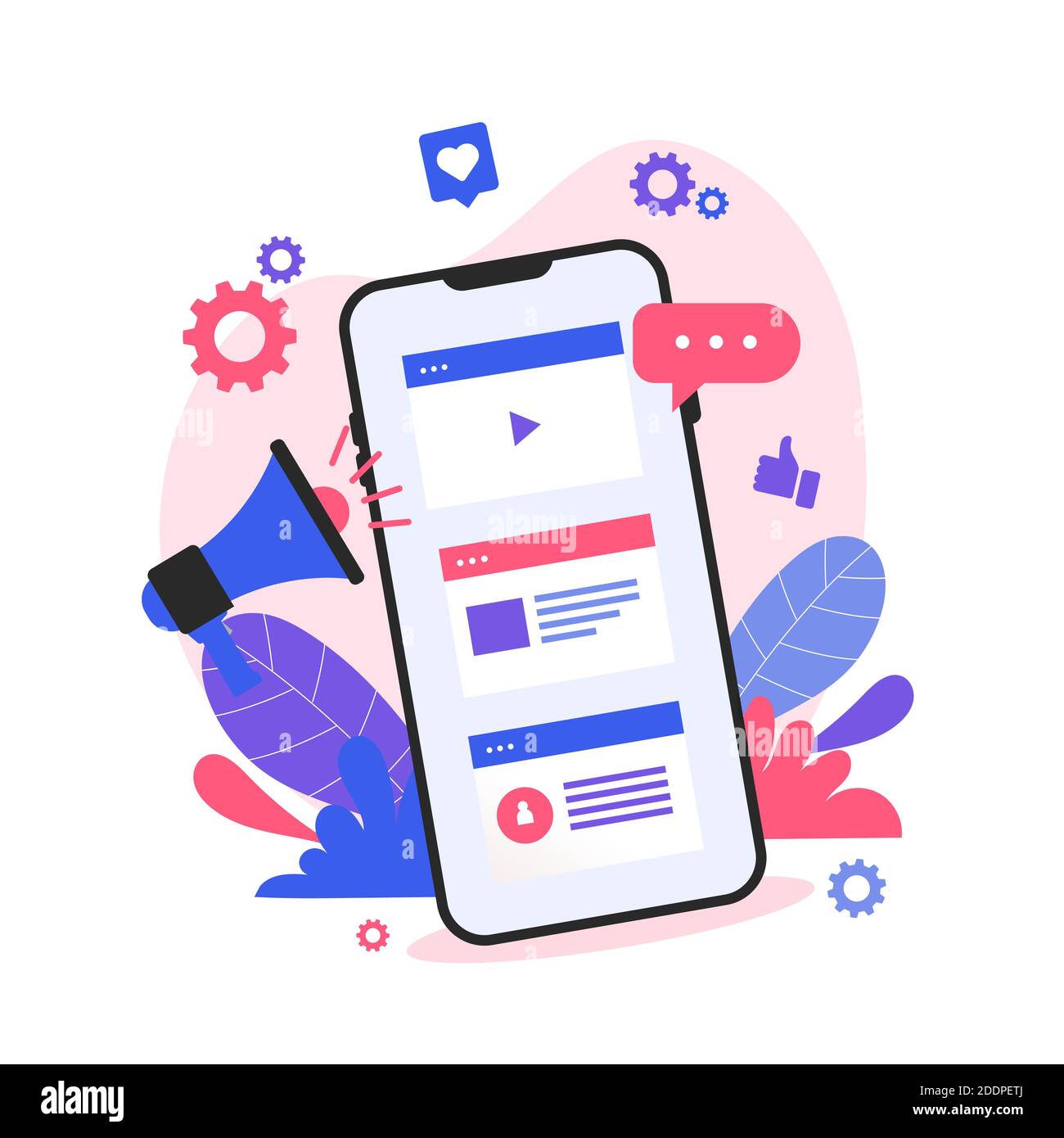 Social media marketing mobile concept Vector illustration Stock Vector ...