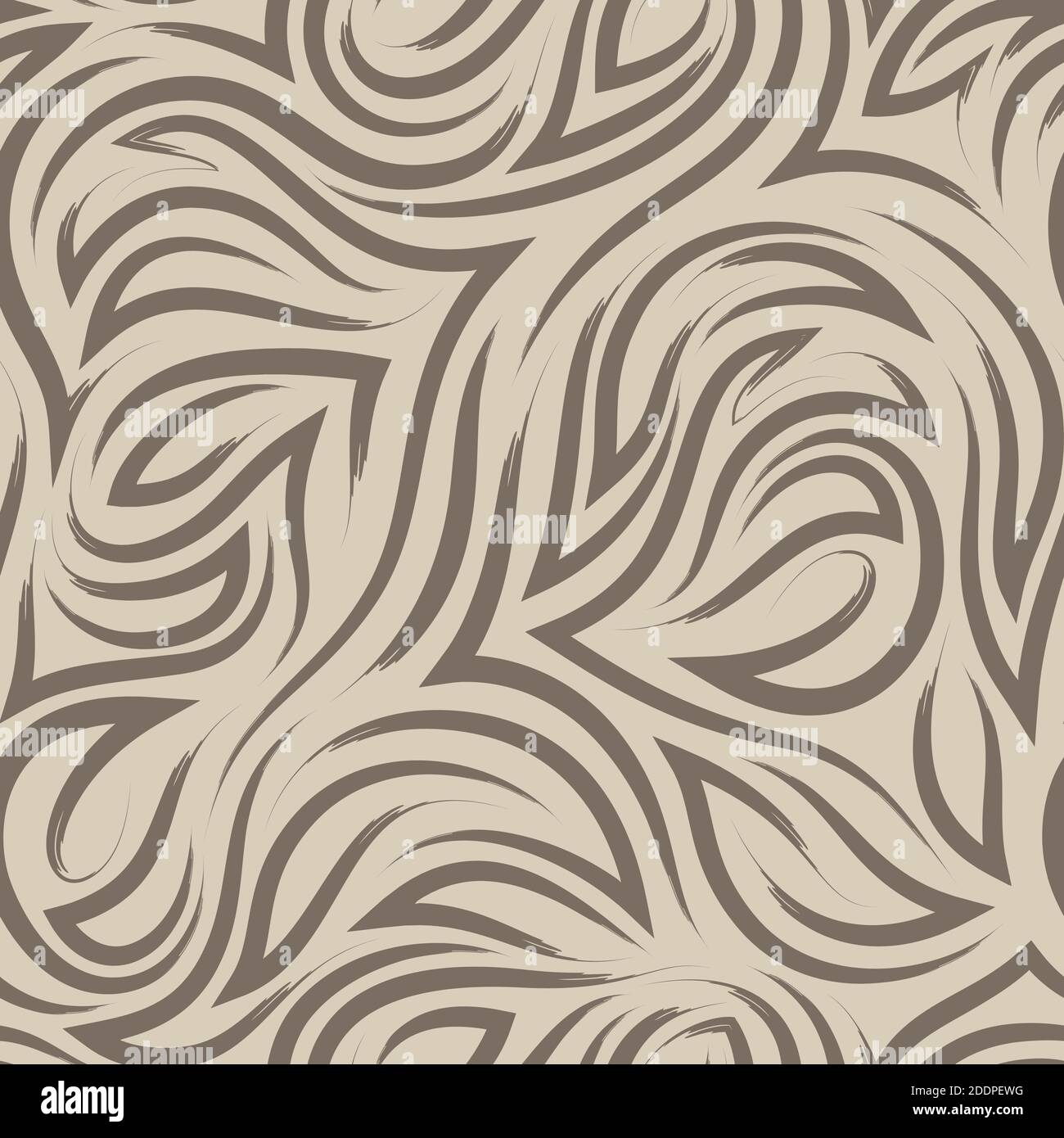 brown flowing lines and corners vector seamless pattern on beige background.Elegant flowing ...