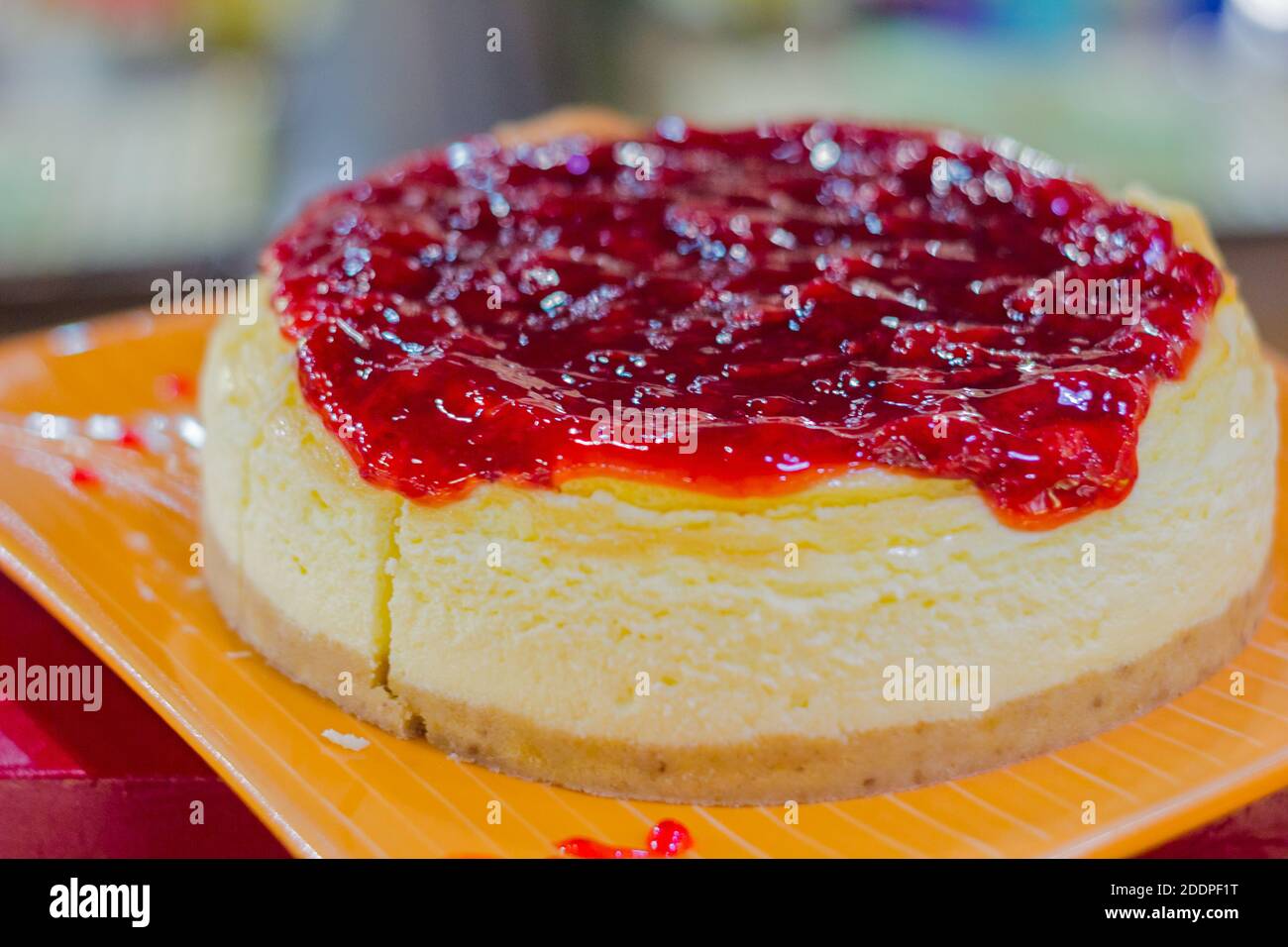 A whole strawberry cheesecake at a local cafe in Cebu City, Philippines ...