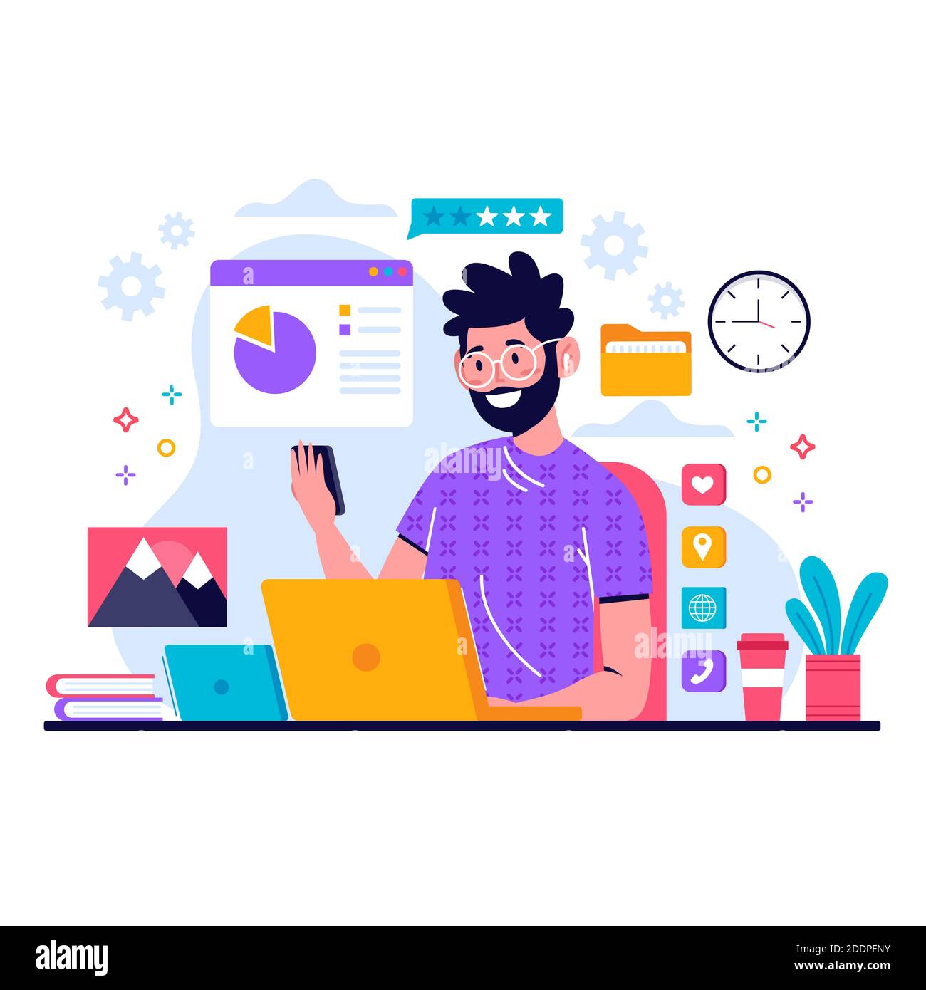 Multitasking businesswoman home Cut Out Stock Images & Pictures - Alamy