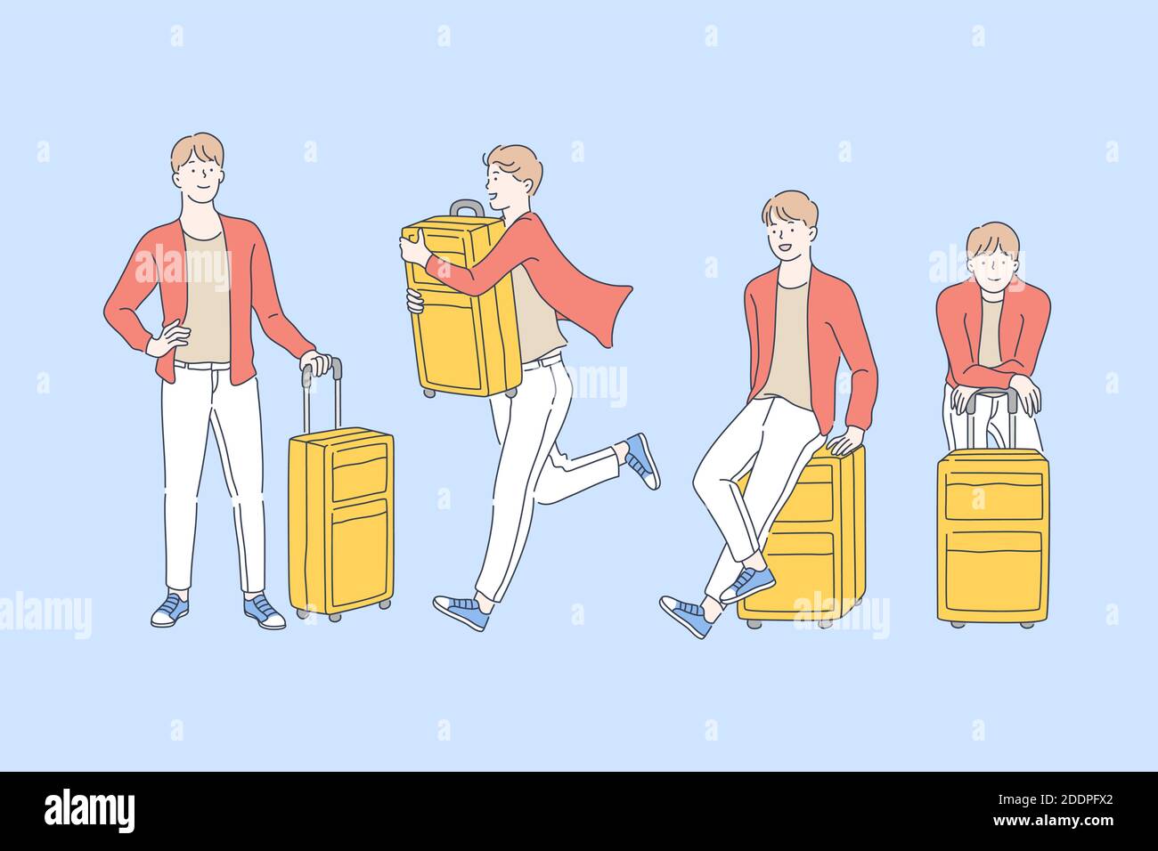 Travel, adventure, tourism concept. Happy student or teen goes on a ...