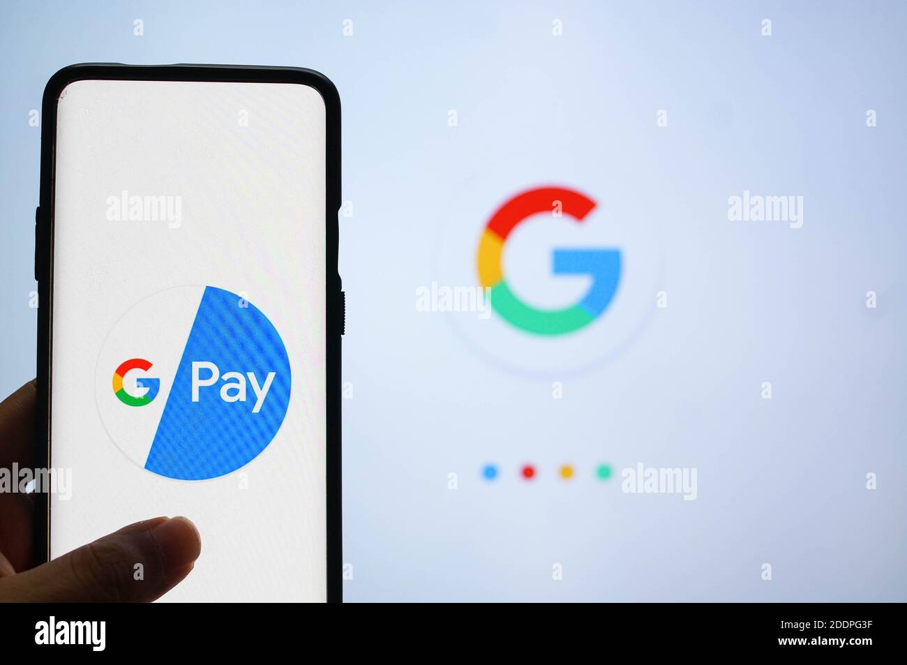 Google Pay app logged in on a mobile infront of a white screen with ...