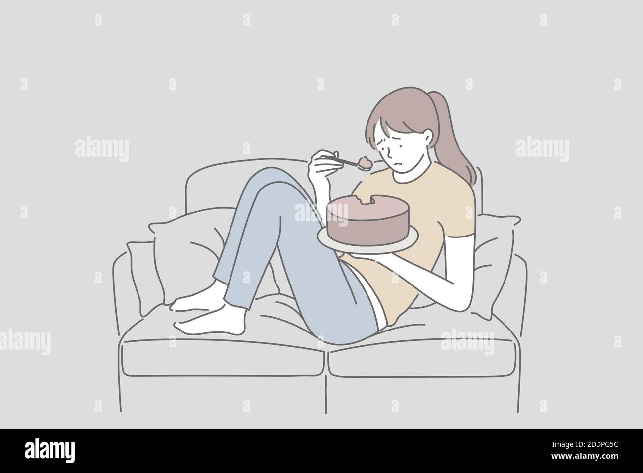 Depression, mental health, stress concept. Upset sad young woman or ...